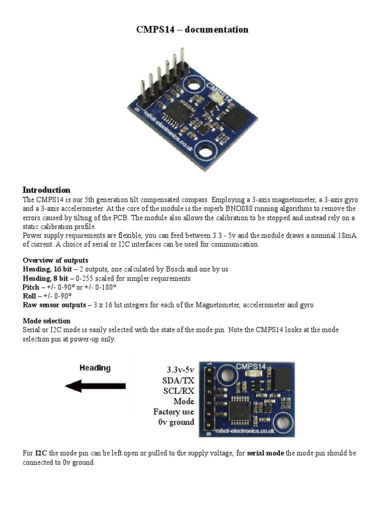 Tilt Compensated Magnetic Compass cmps14 Datasheet | PDF | Integer ...