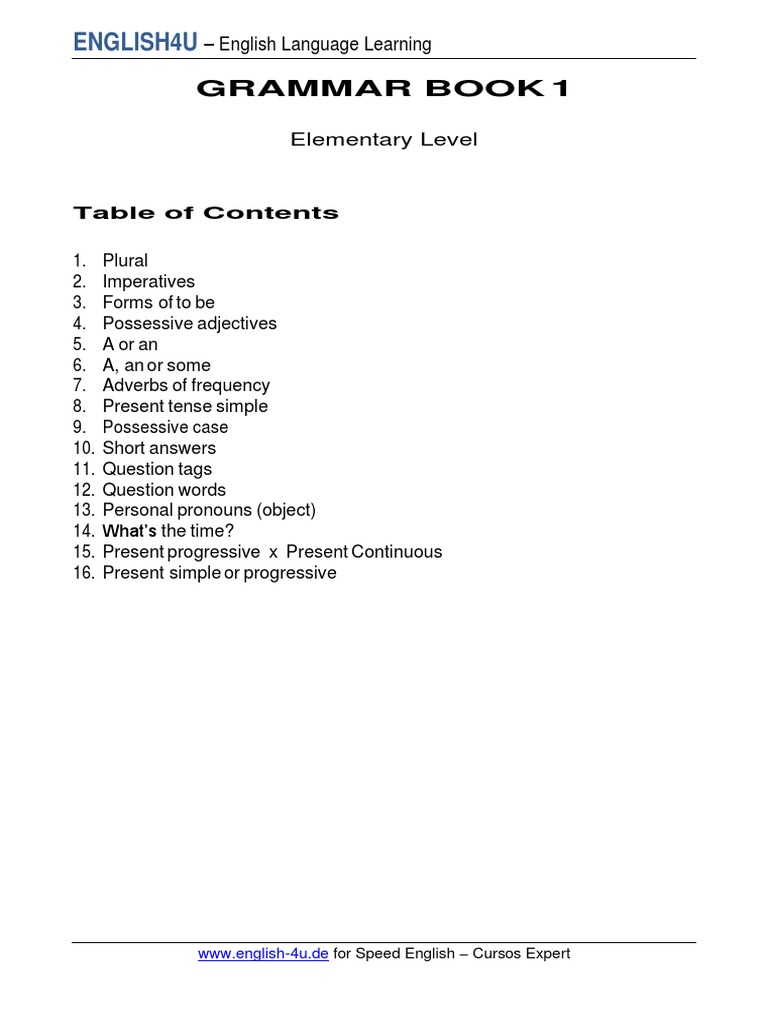 English 4u Grammar Book 1 | PDF | Verb | English Language