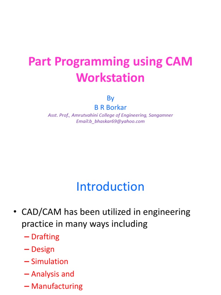 Part Programming Using CAM Workstation1 | PDF | Numerical Control | Computer Aided Design