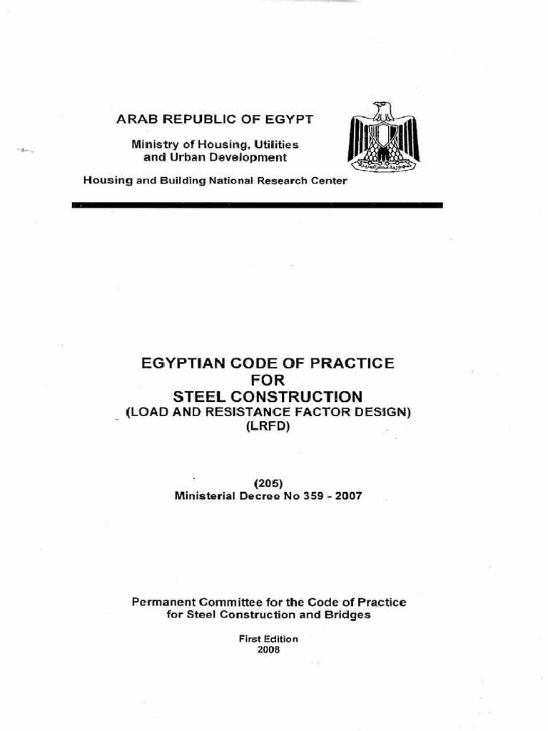Egypsian Code, 2008, Steel Construction and Bridges (Load and ...