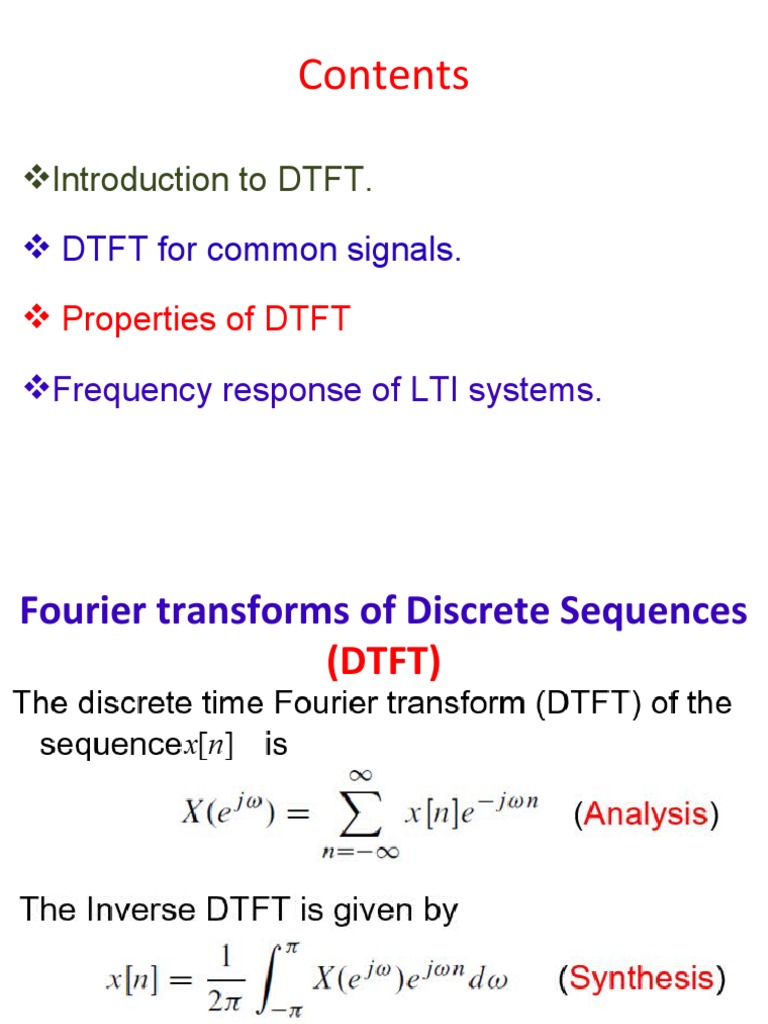 Introduction To DTFT.: DTFT For Common Signals | PDF