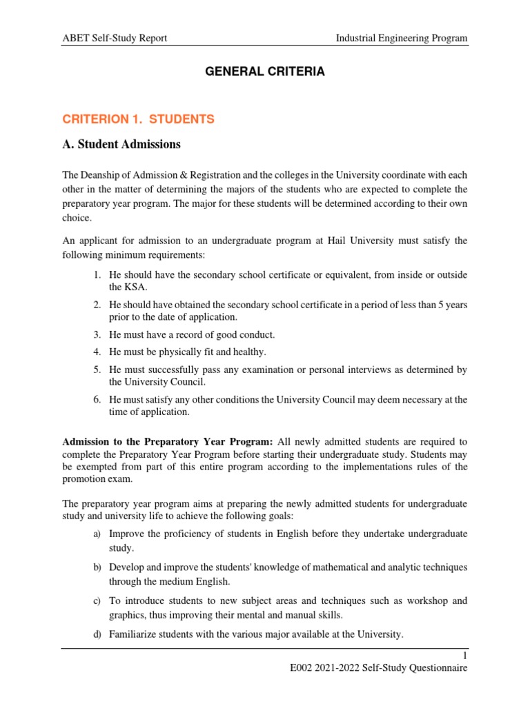 Criterion 1 - Students | PDF | University And College Admission ...
