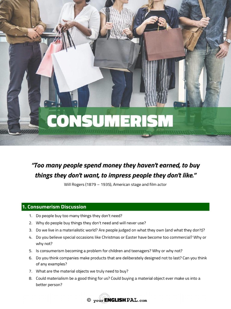 ESL Lesson Plan: Understanding Consumerism | PDF | Consumerism