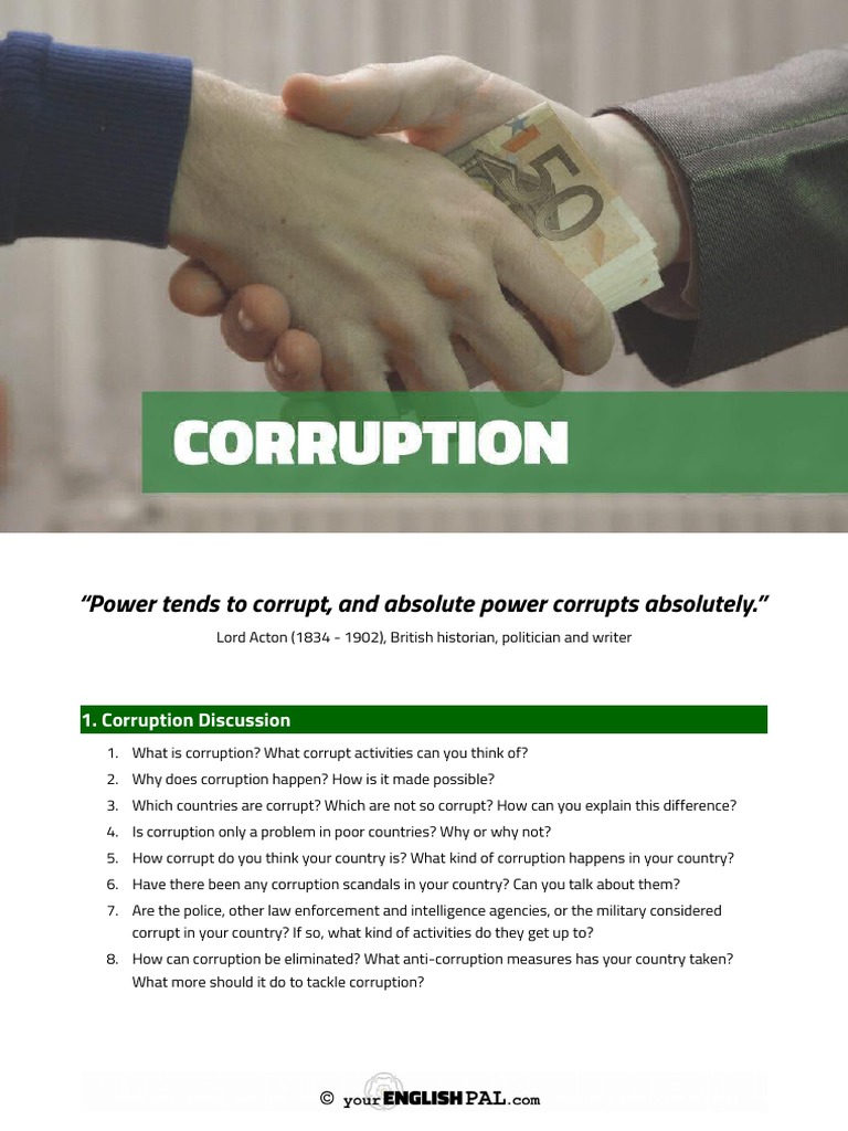Your English Pal ESL Lesson Plan Corruption Student v3 | PDF ...