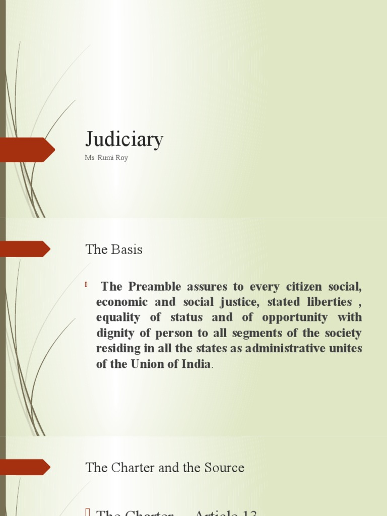 Judiciary: Ms. Rumi Roy | PDF | Supreme Court Of India | Due Process Clause