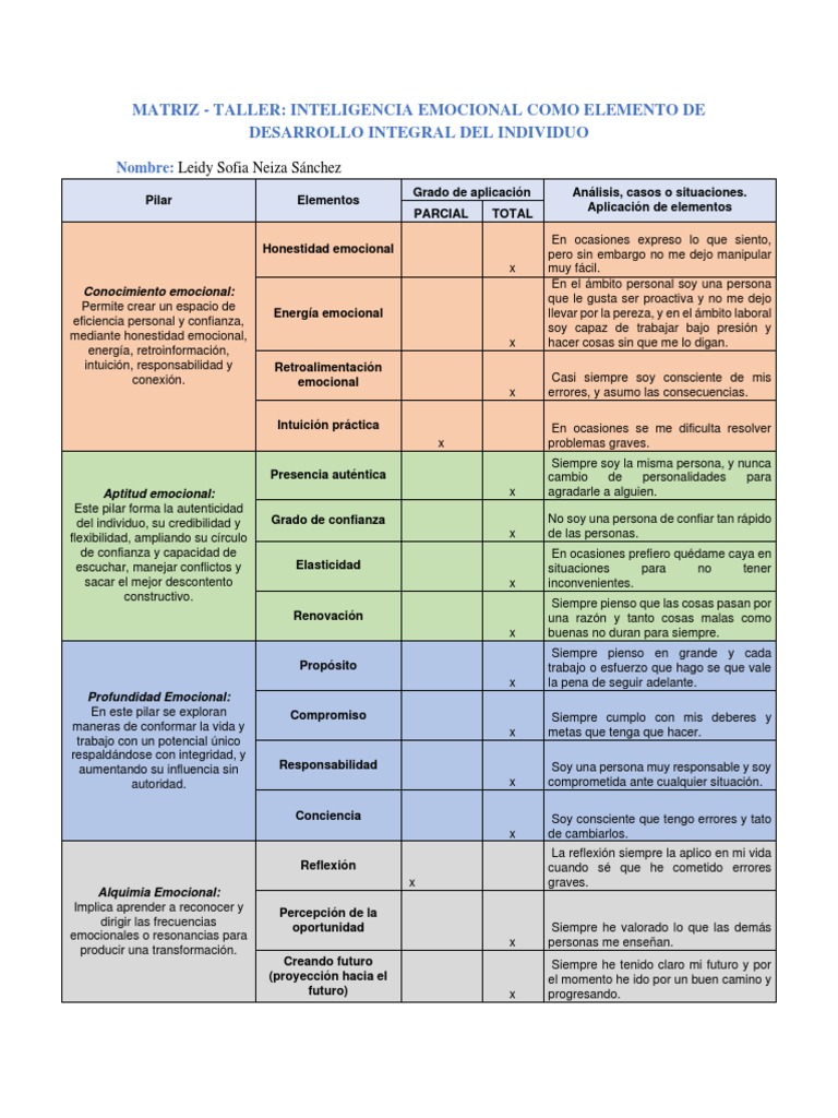 Matriz - Taller: Inteligencia Emocional Como Elemento de Desarrollo ...