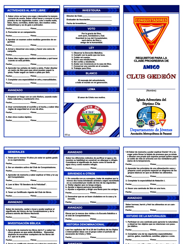 Requisitos Clase Amigo Club Gedeón | PDF | Iglesia Adventista del Séptimo Día