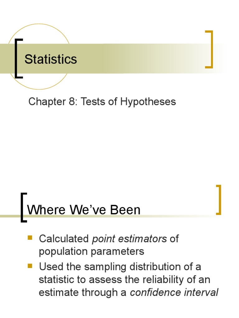 Statistics: Chapter 8: Tests of Hypotheses | PDF | Statistical ...