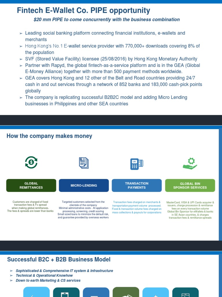 Fintech E-Wallet PIPE Opportunity | PDF | Master Card | Visa Inc.
