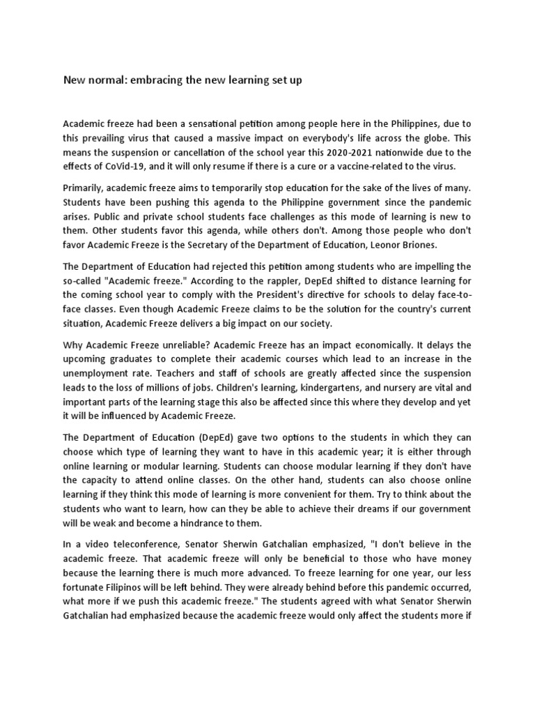 Academic Freeze-Position Paper | PDF | Teachers | Educational Technology