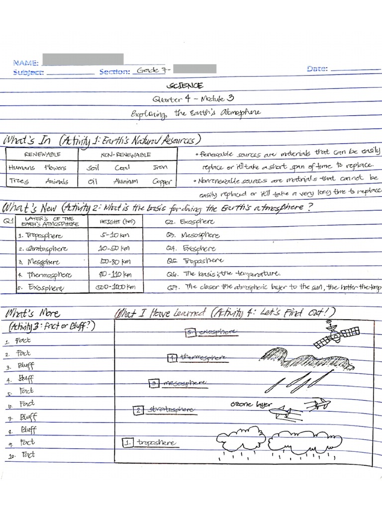 Grade 7 SCIENCE Q4-M3 Answers | PDF