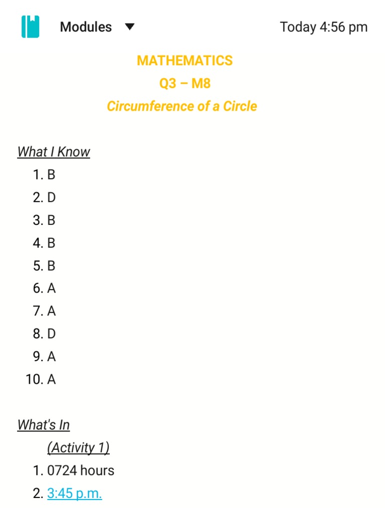Math Q3-M8 | PDF | Mathematics | Elementary Geometry