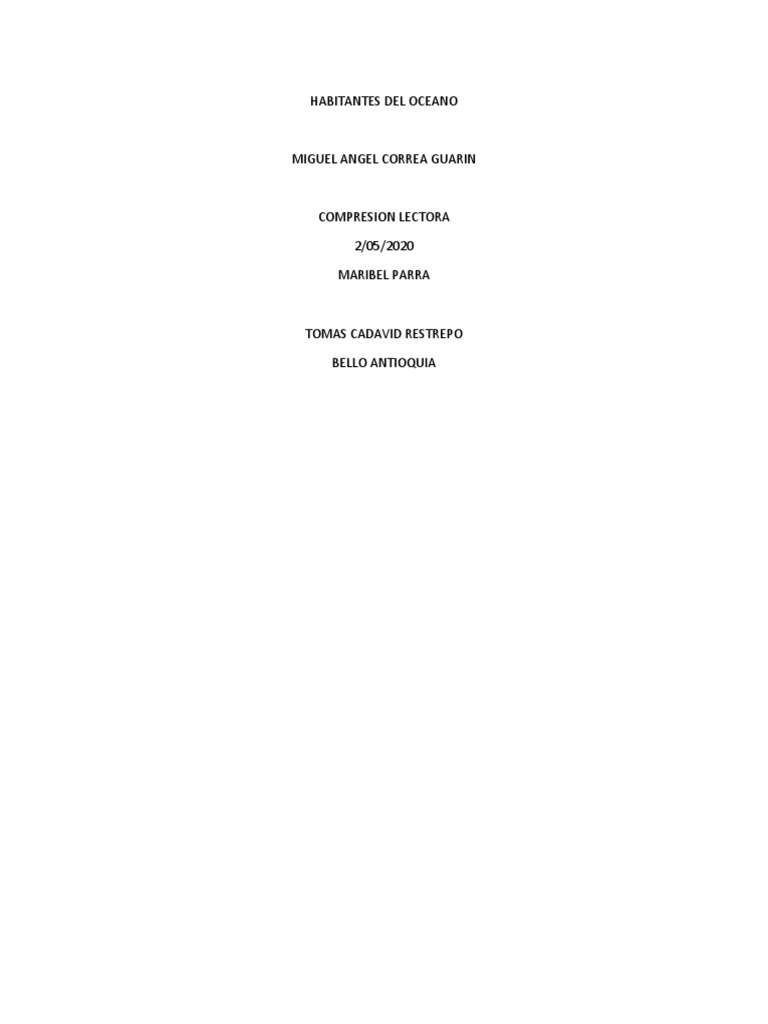Habitantes Del Océano | PDF | Pescado | Zoología