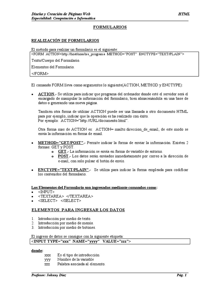 FORMULARIOS Ejemplos | PDF | HTML | Redes