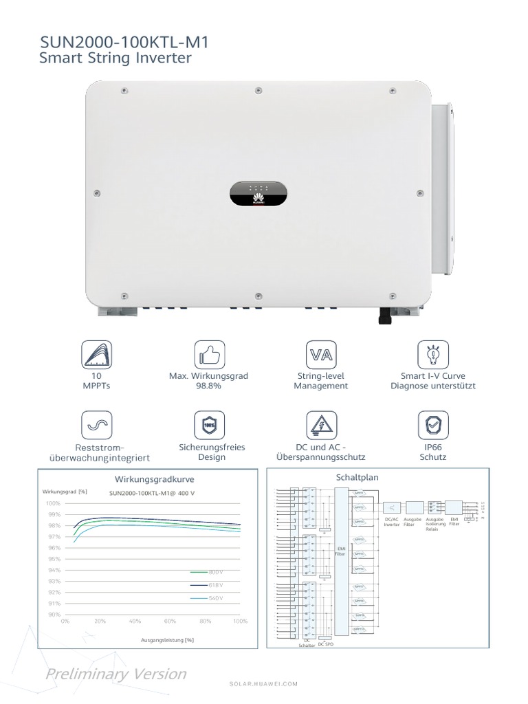 Datasheet Huawei SUN2000-100KTL-M1 | PDF