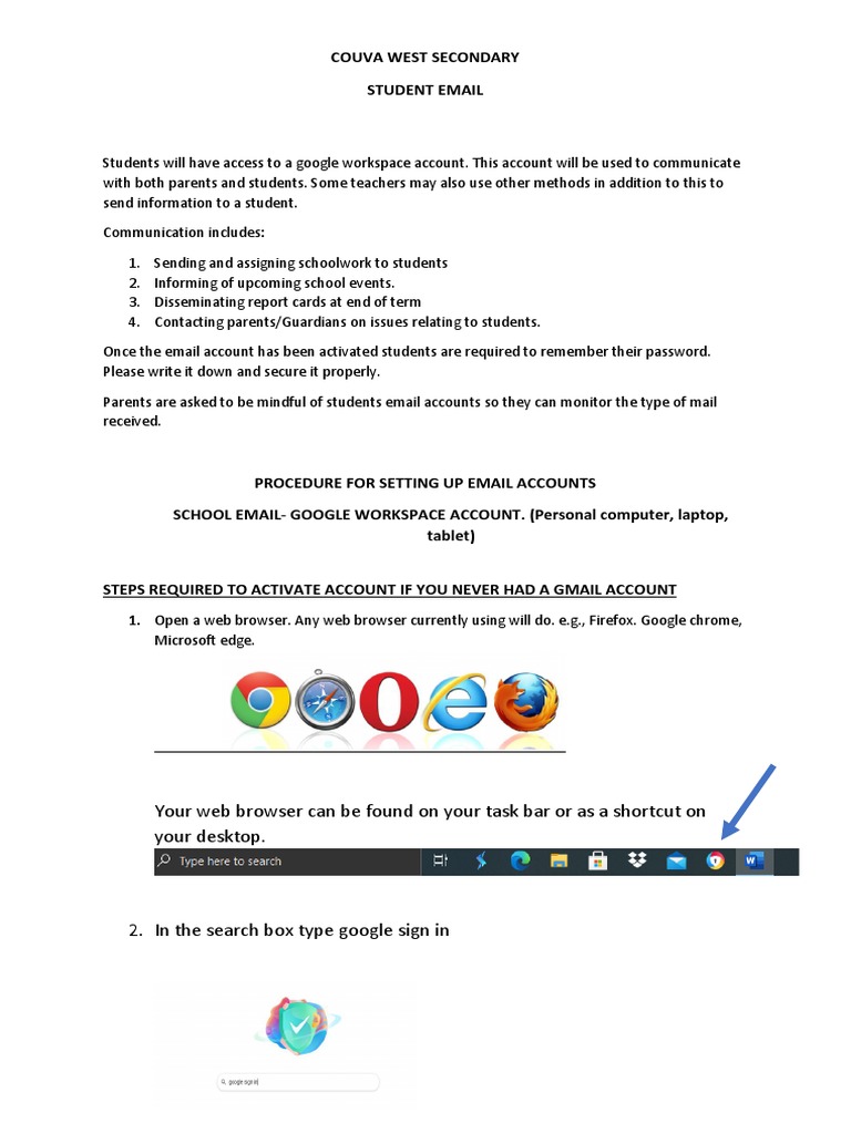 Activate Student Accounts | PDF | Gmail | World Wide Web