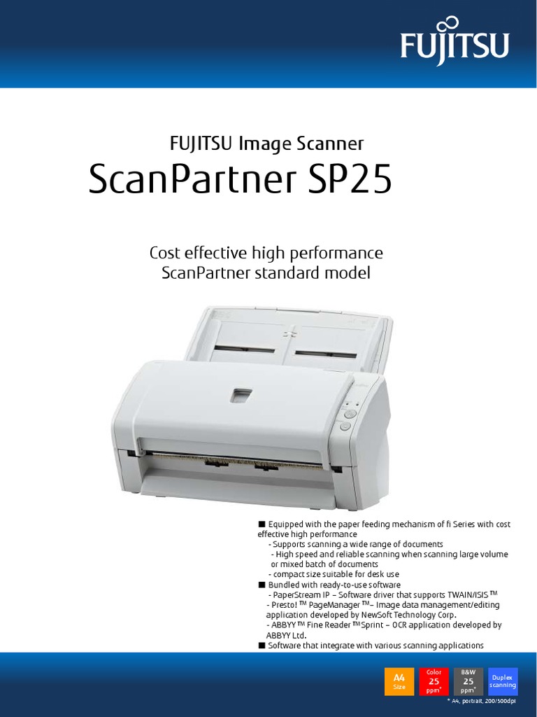 Scanpartner Sp25: Fujitsu Image Scanner | PDF | Image Scanner | Computing
