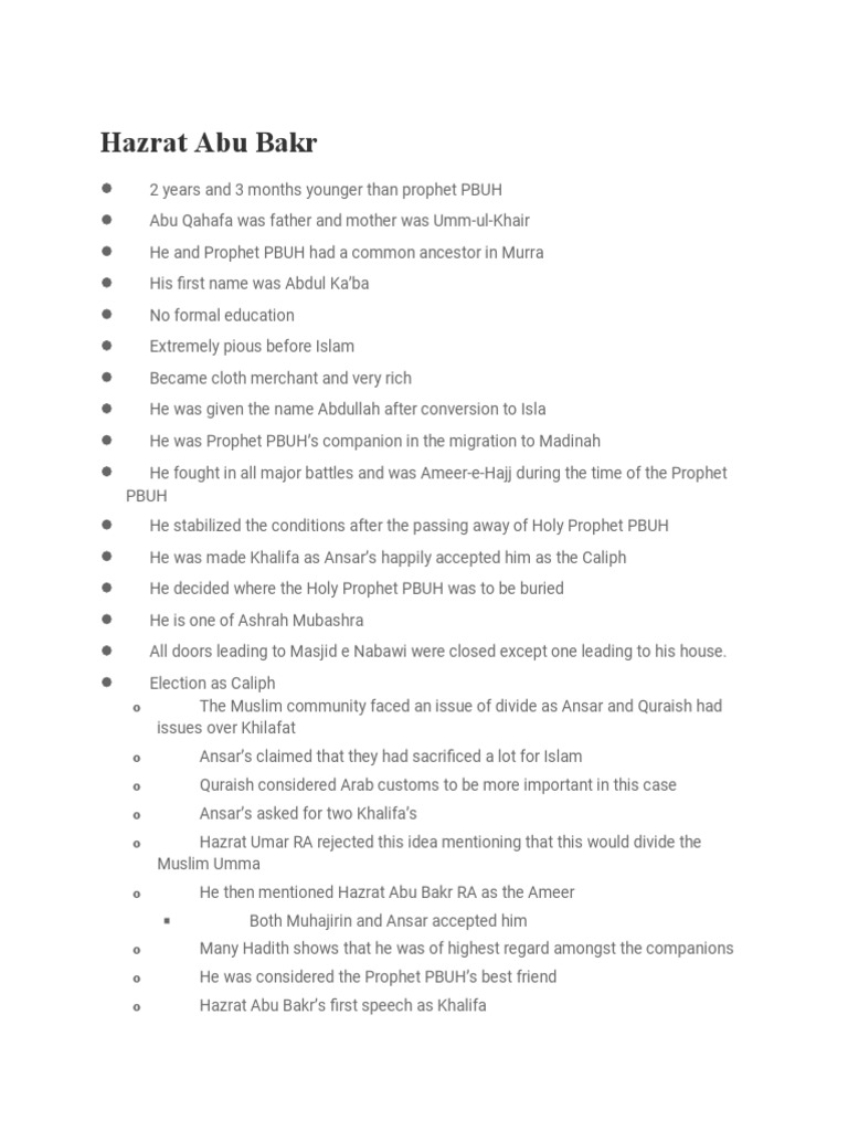 Hazrat Abu Bakr and Hazrat Umar | PDF | Muhammad | Caliphate