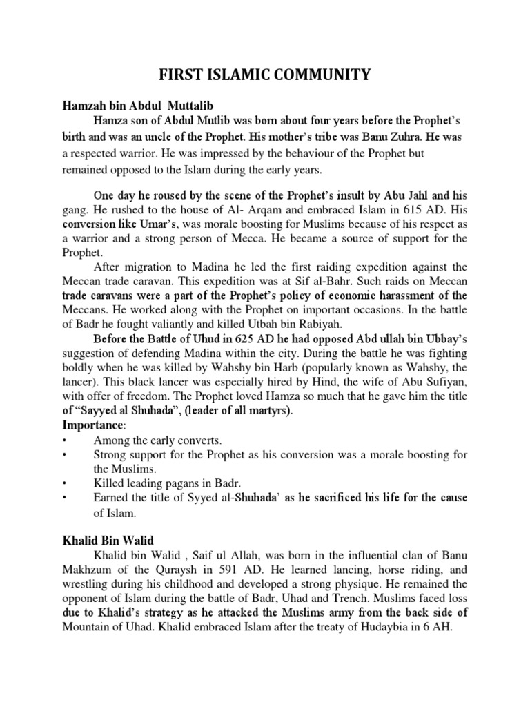 First Islamic Community | PDF | Muhammad | Life Of Muhammad