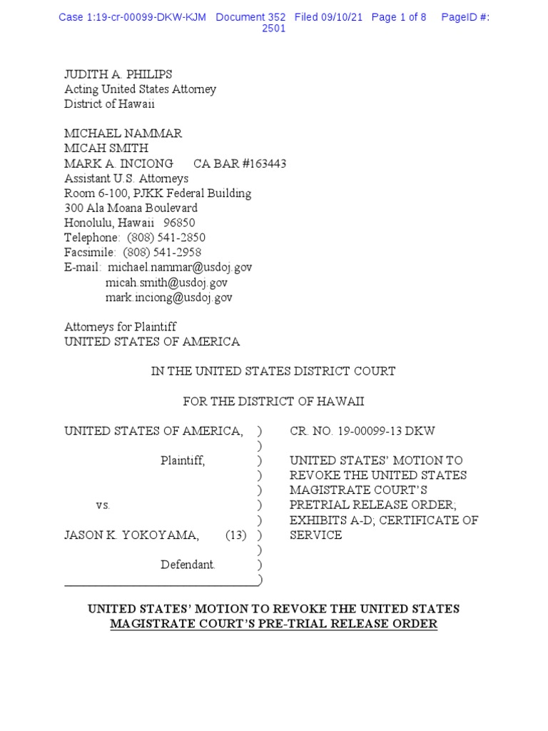 Motion To Revoke Magistrate Court's Pretrial Release Order | Download ...