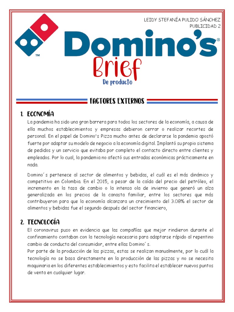 Brief Domino S | PDF | Domino's pizza | Alimentos