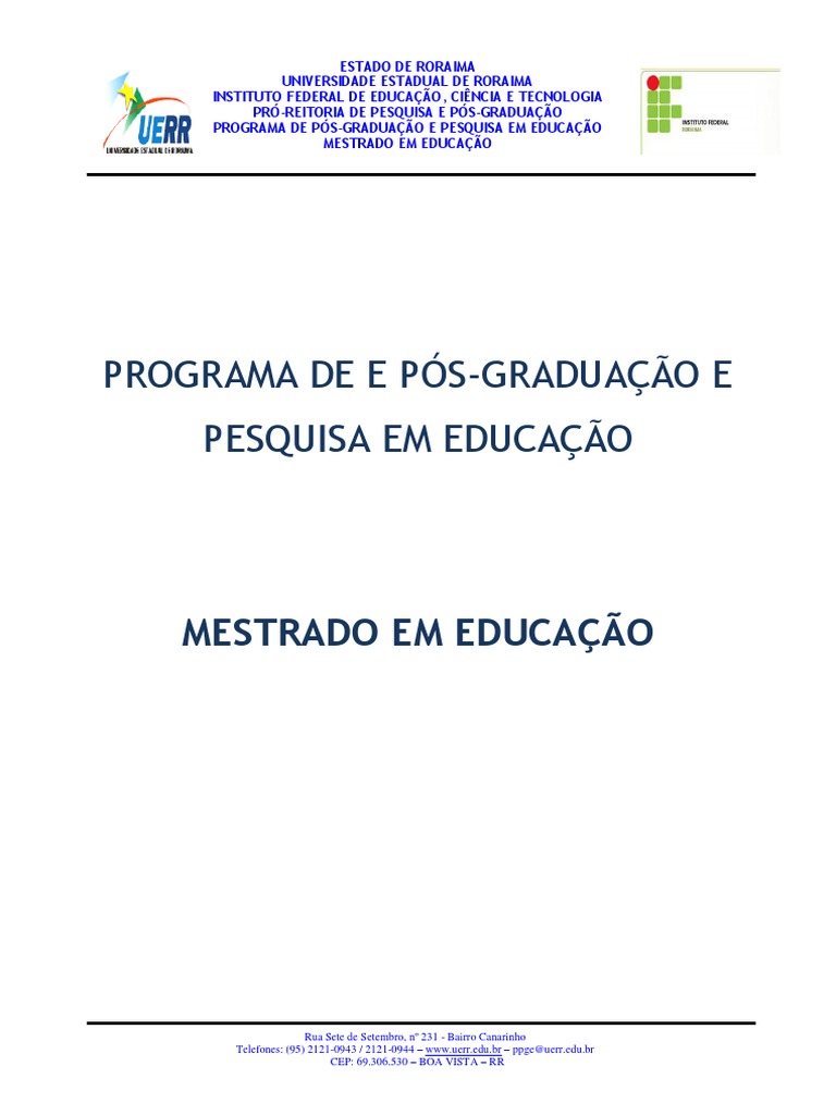 Projeto de Mestrado Educacao Correto | PDF | Pós-graduação | Ensino ...