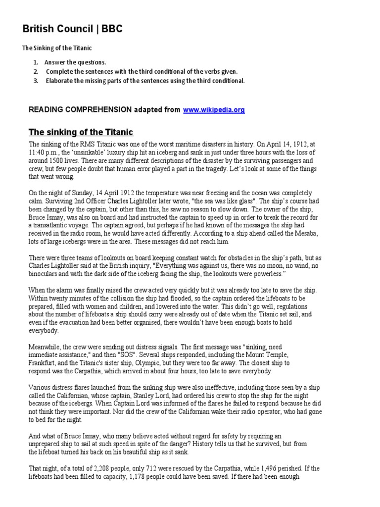 The Sinking of The Titanic | PDF | Ships | Water Transport