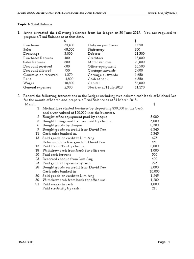 Topic 4 Class Exercise | PDF | Cheque | Banks