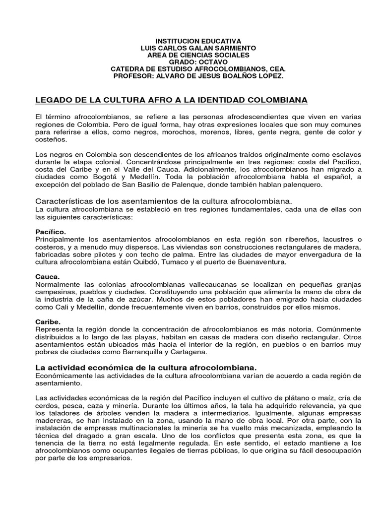 Legado de La Cutura Afro A La Identidad Colombiana | PDF