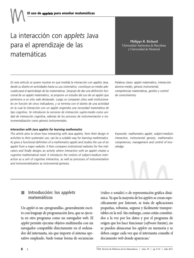 La Interaccion Con Applets Java para El | PDF | Plan de estudios ...