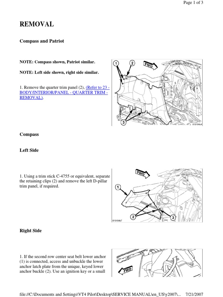 D-Pillar Trim Panel Removal Guide | PDF
