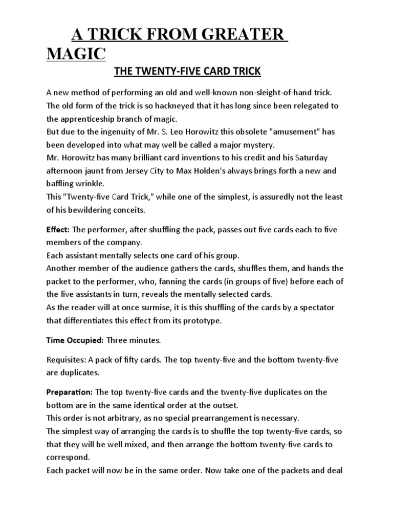 The Twenty Five Card Trick | PDF