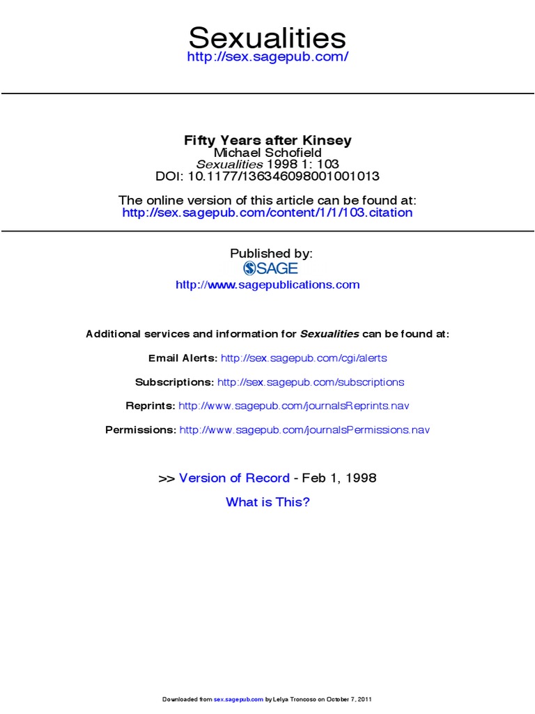 Sexualities: Fifty Years After Kinsey | PDF