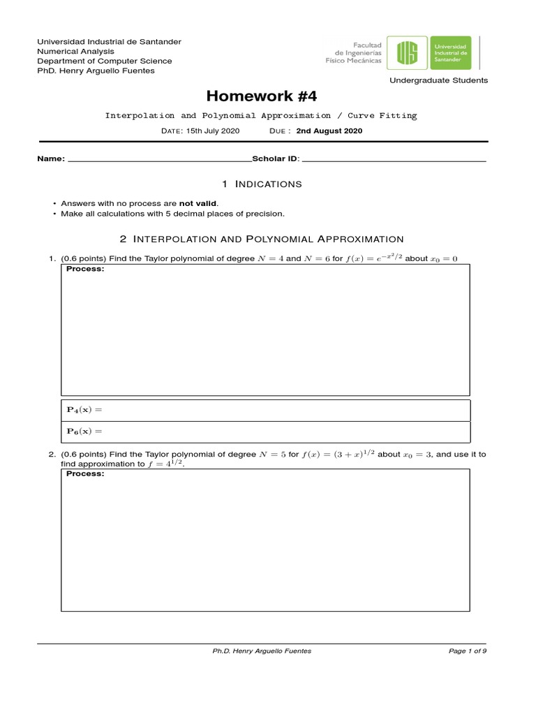 Numerical Analysis Homework #4: Solutions for Interpolation, Polynomial Approximation, and Curve ...