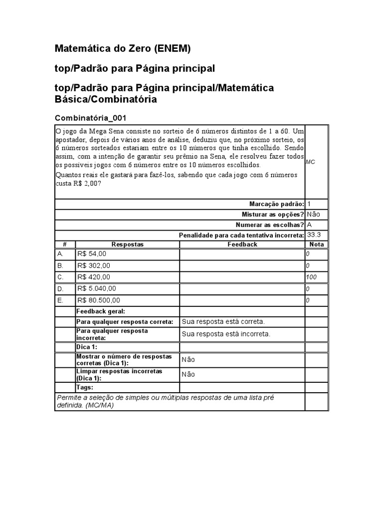 Ana Comb | Download grátis PDF | Comentários | Matemática