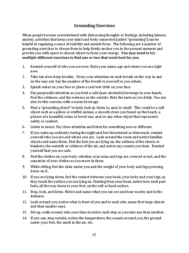 Grounding Exercises: Multiple Different Exercises To Find One or Two ...