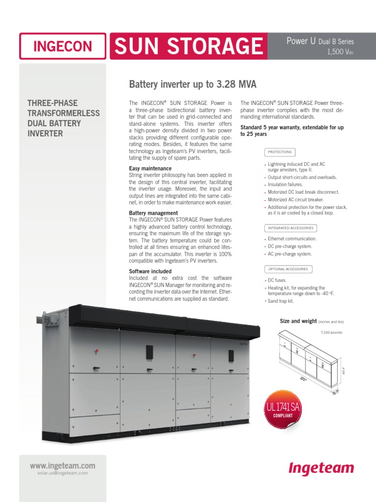 Sun Storage: Battery Inverter Up To 3.28 MVA | PDF | Power Inverter ...