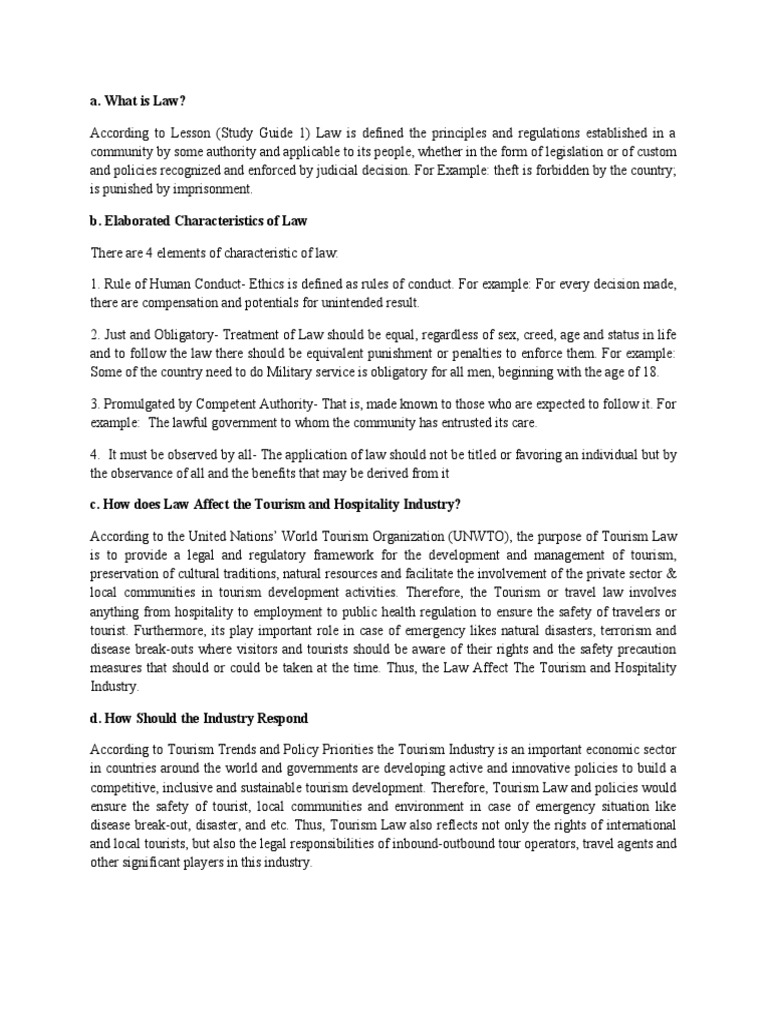 What Is Tourism Law | PDF | Tourism | Policy