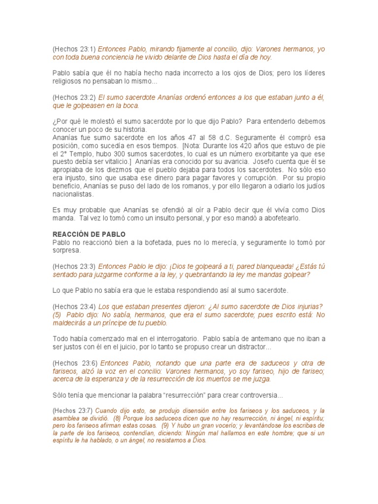 Hechos 23 | PDF | Pablo el apóstol | Resurrección