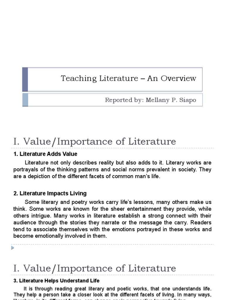 Teaching Literature - An Overview REPORT | PDF | Narrative | Poetry