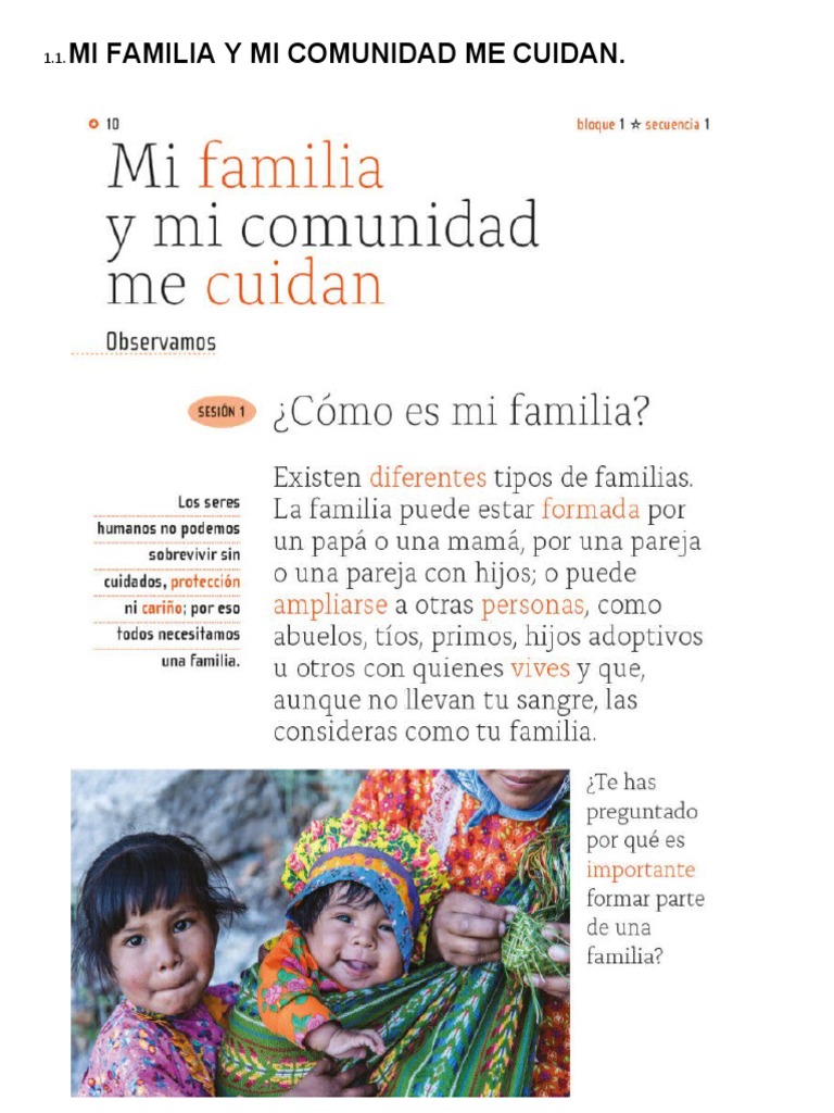 1.1. Mi Familia y Mi Comunidad Me Cuidan | PDF