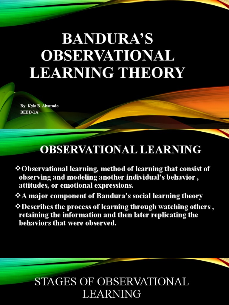 Bandura's Observational Learning Theory | PDF