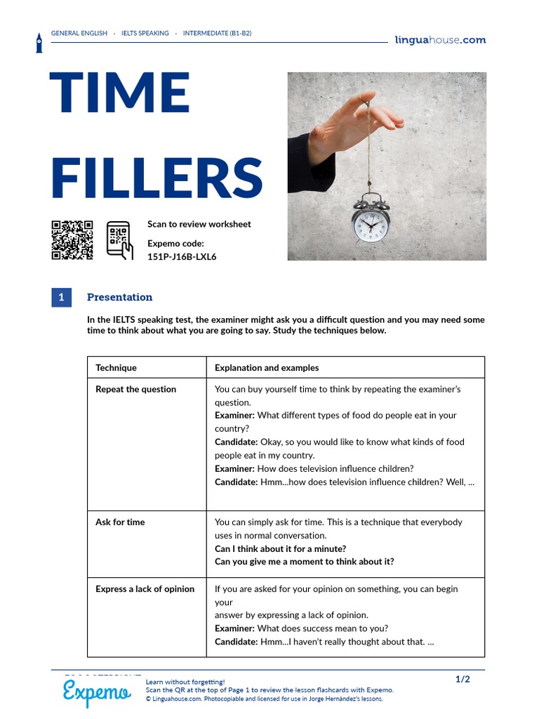 Time Fillers British English Student Ver2 | PDF | Cognition