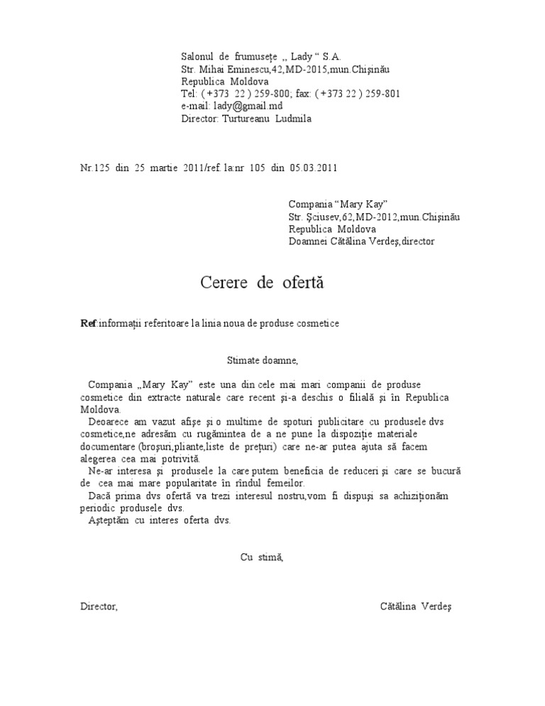 Cerere de Oferta | PDF