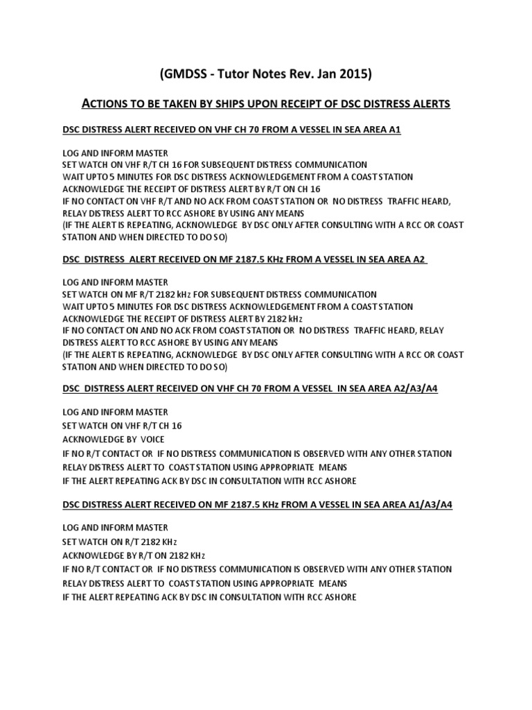 GMDSS - DSC Distress Alert Actions by Ships | PDF | Telecommunications ...