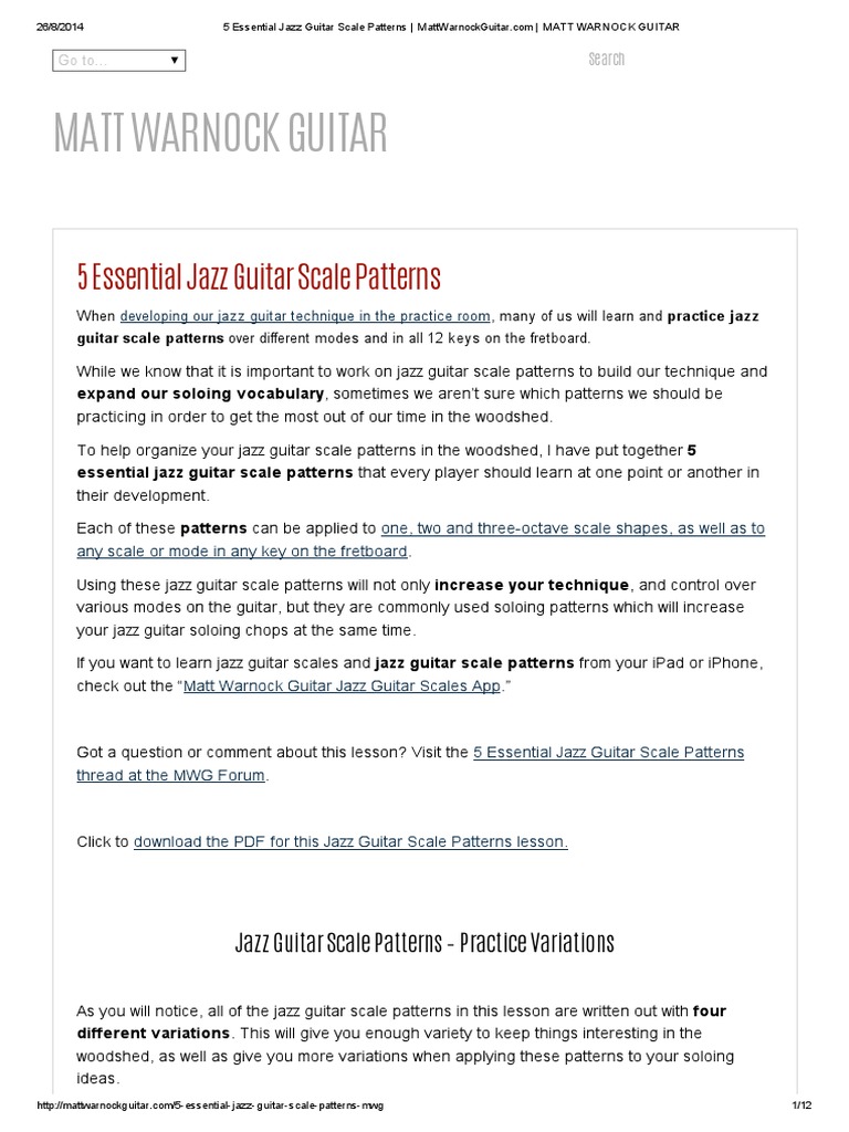 5 Essential Jazz Guitar Scale Patterns | PDF | Jazz | Scale (Music)