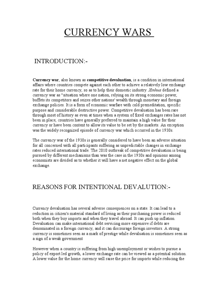 Currency Wars | PDF | Devaluation | Quantitative Easing