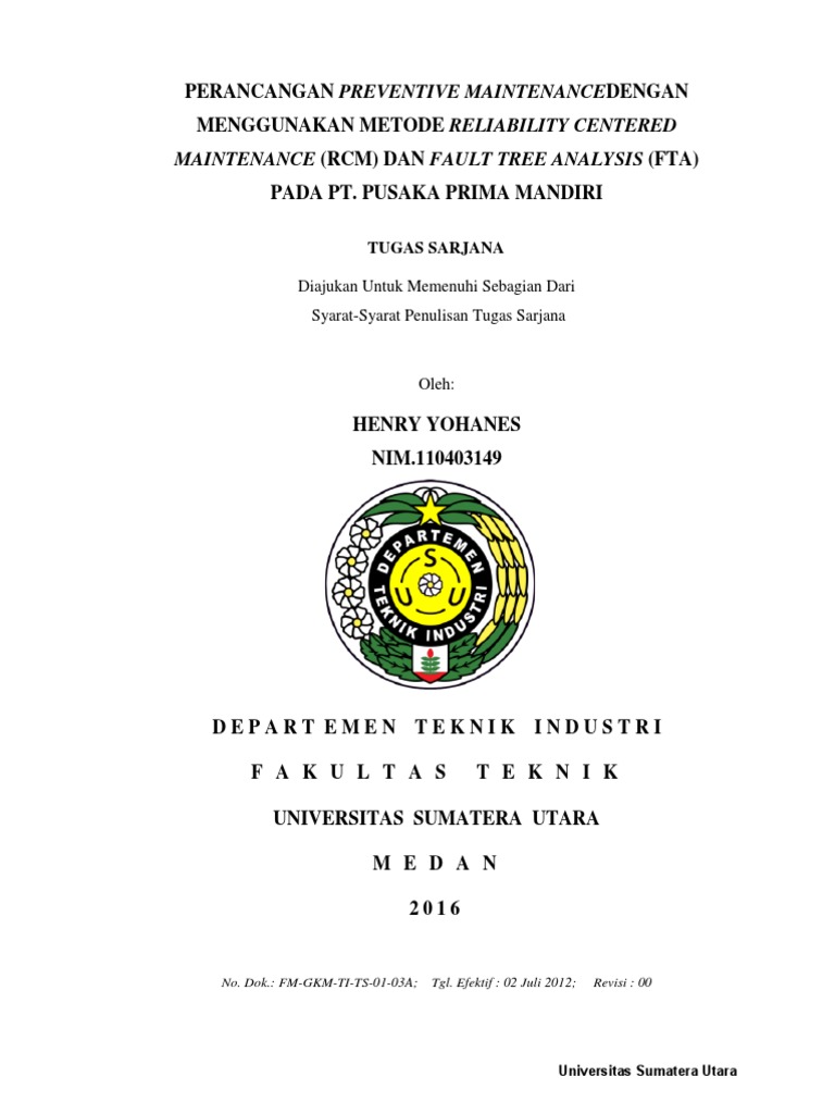 Perancangan Preventive Maintenance Dengan Metode RCM | PDF