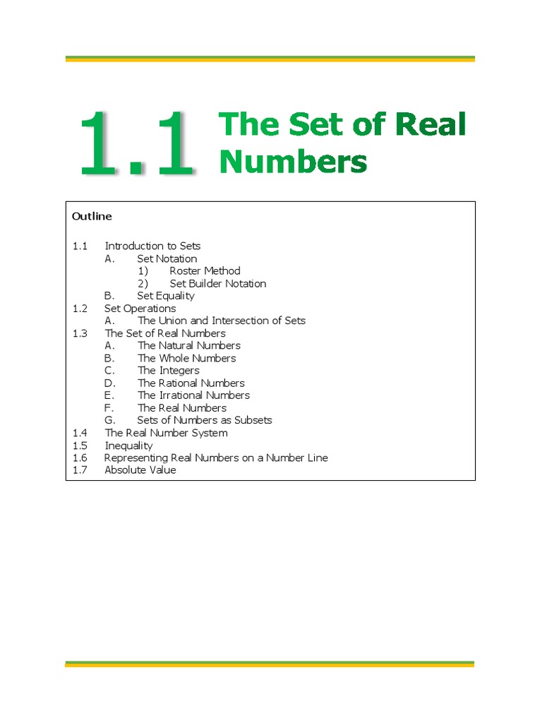 Module 1.1 The Sets of Real Numbers | PDF | Set (Mathematics) | Numbers