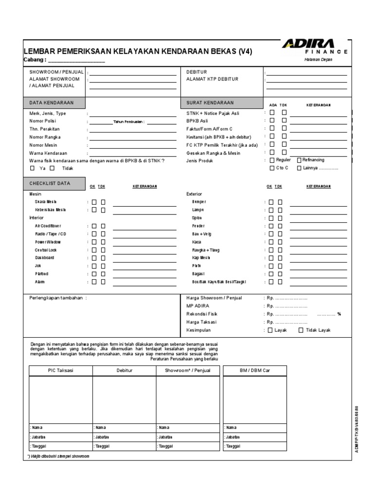 Form Taksasi BPR Dana Fanindo | PDF